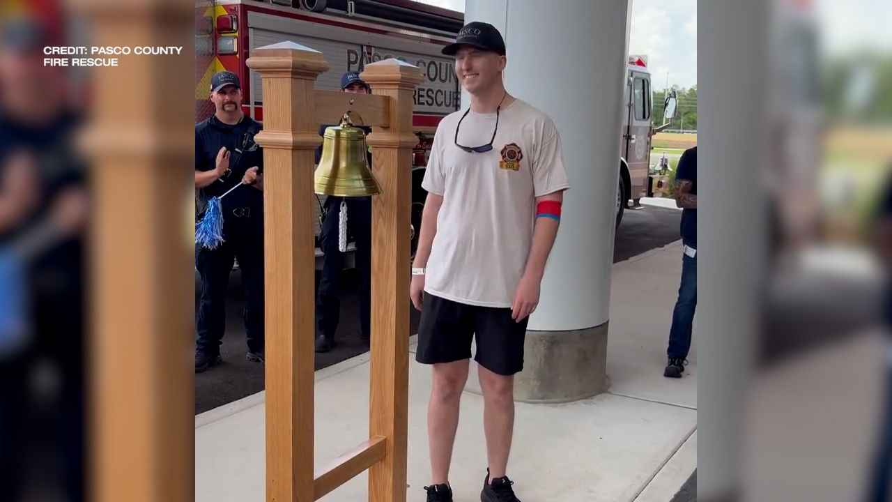 Pasco County firefighter rings bell after finishing final chemotherapy ...