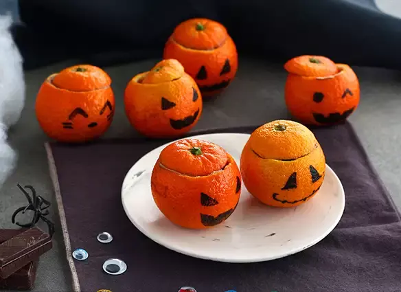 Tangerina de Halloween (com mousse de chocolate)