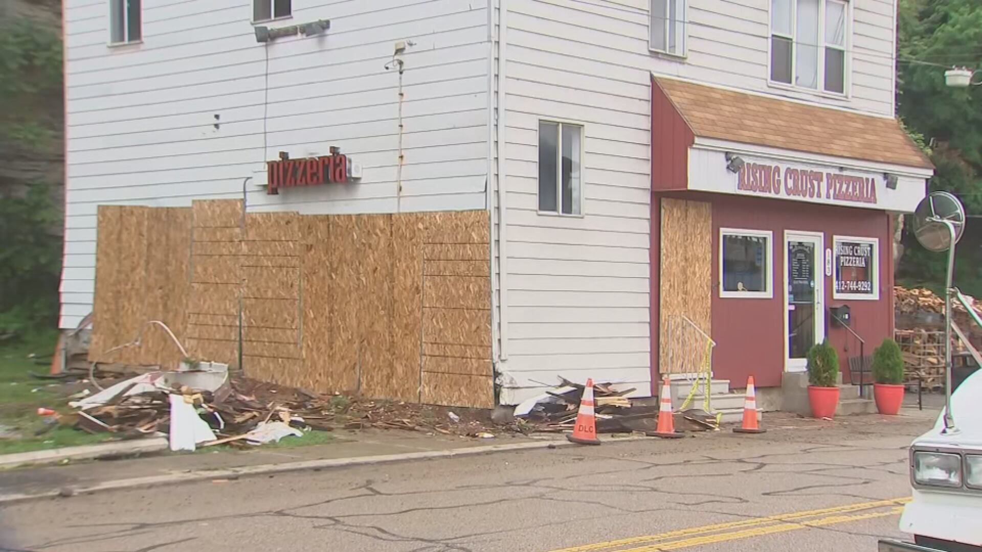 Owners look to rebuild after truck crashes into Rising Crust Pizzeria