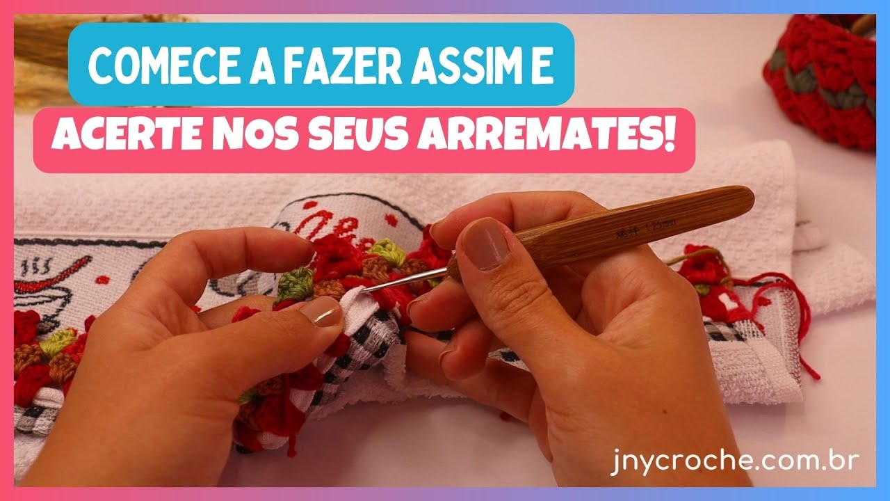 ⚠ Como fazer arremate perfeito em barrado e bico de crochê para pano de ...