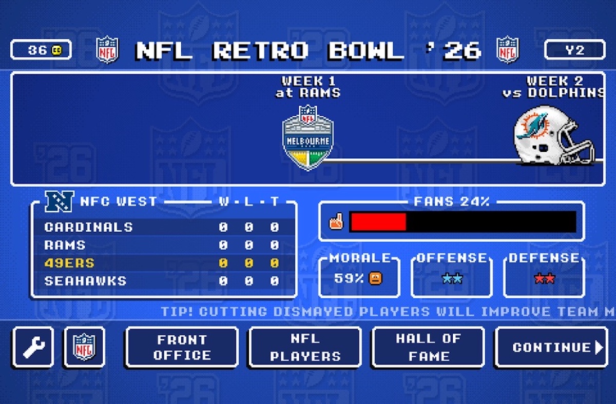 NFL Retro Bowl 26 adds updated schedule with international games and more