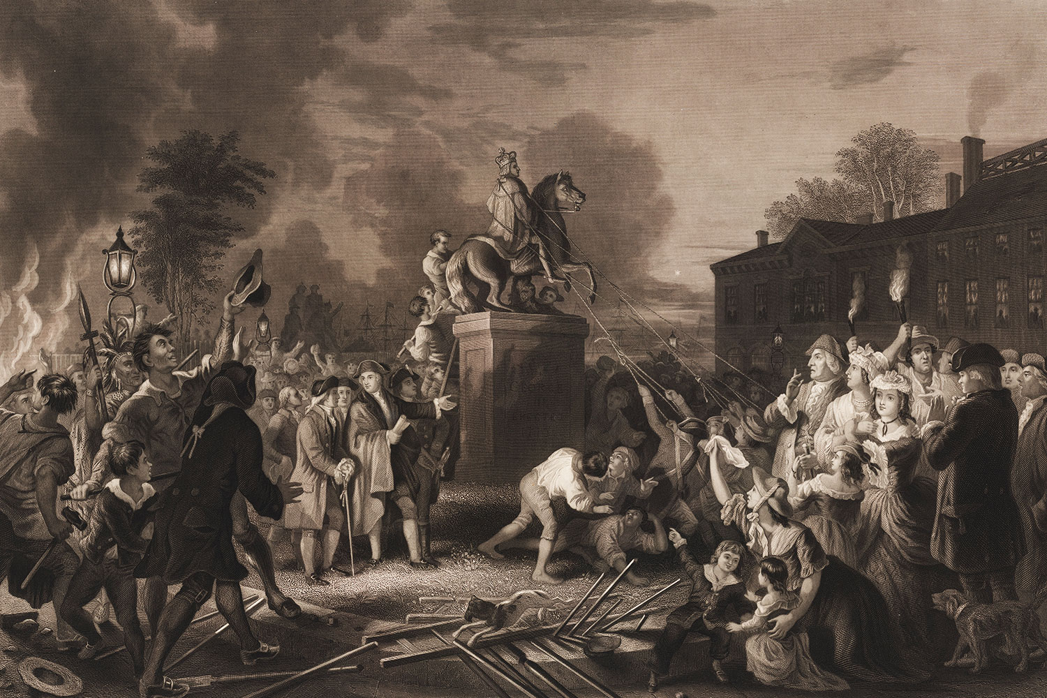 In 1776, angry New Yorkers tore down a statue of George III with a ...