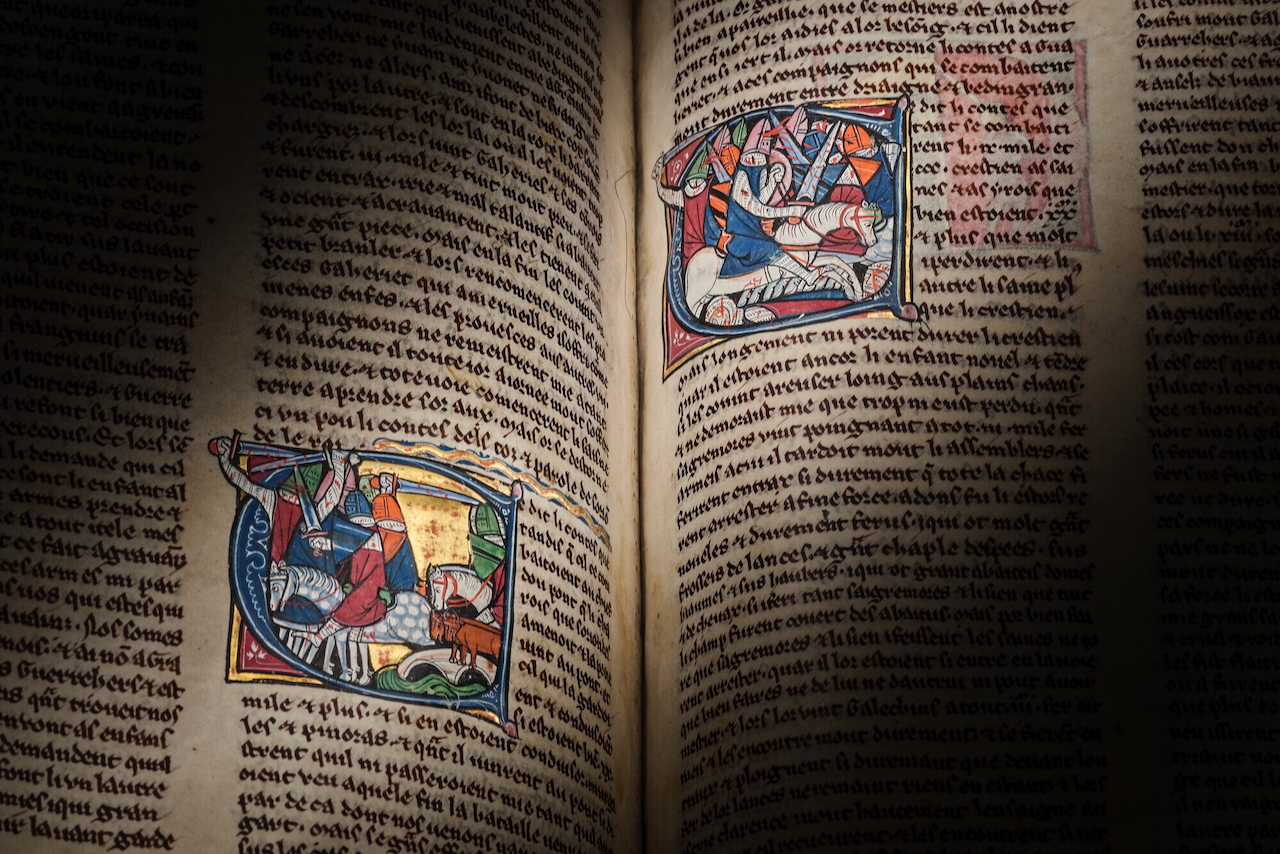 See the stunning medieval manuscript telling tales of King Arthur, in ...