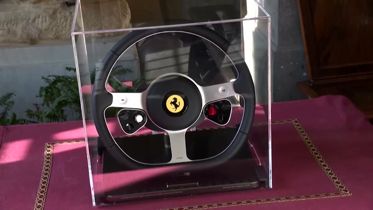 Pope Leo checks out Ferrari's first all-electric car