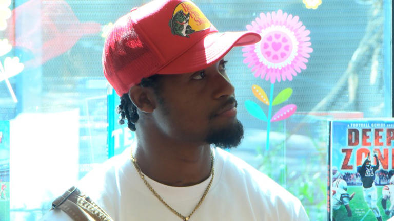 Former UVA running back Perris Jones speaks in Roanoke