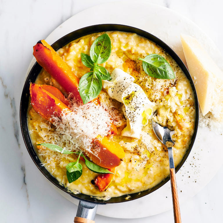 Pumpkin and vermouth risotto with parmesan and mascarpone