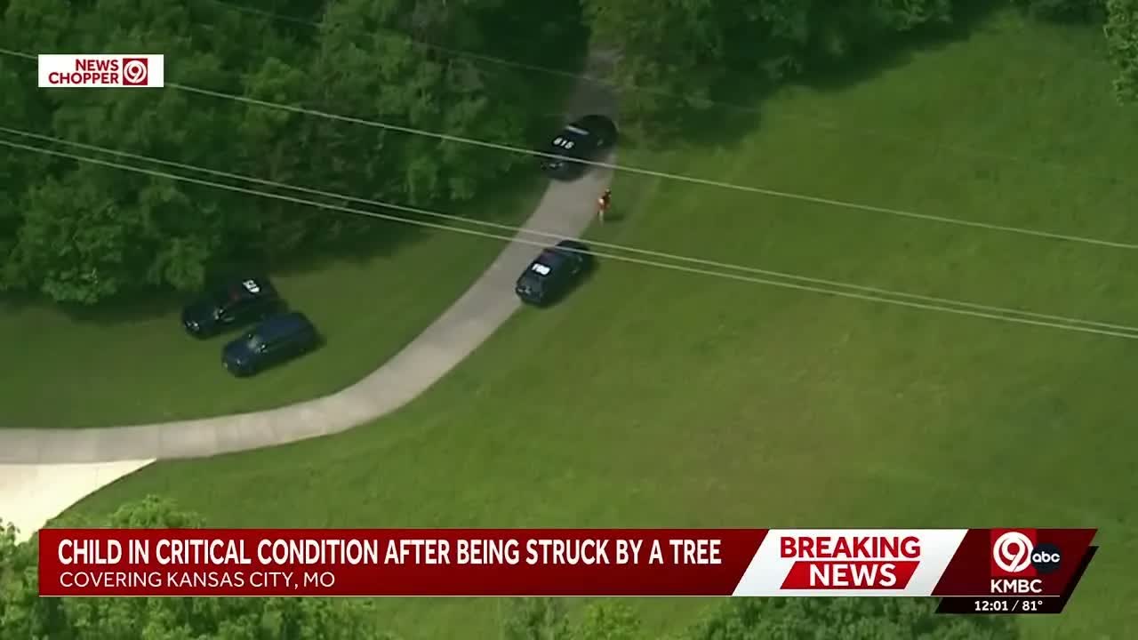 KCFD: Child in critical condition after being struck by tree