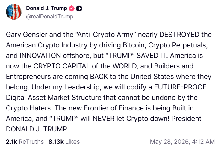 Trump says he'll 'never let crypto down,' promises 'future proof ...