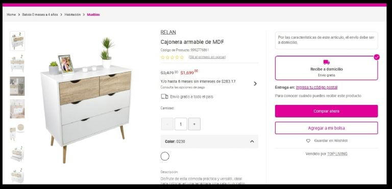 Liverpool remata cajonera armable de MDF: cómoda, práctica y versátil ...
