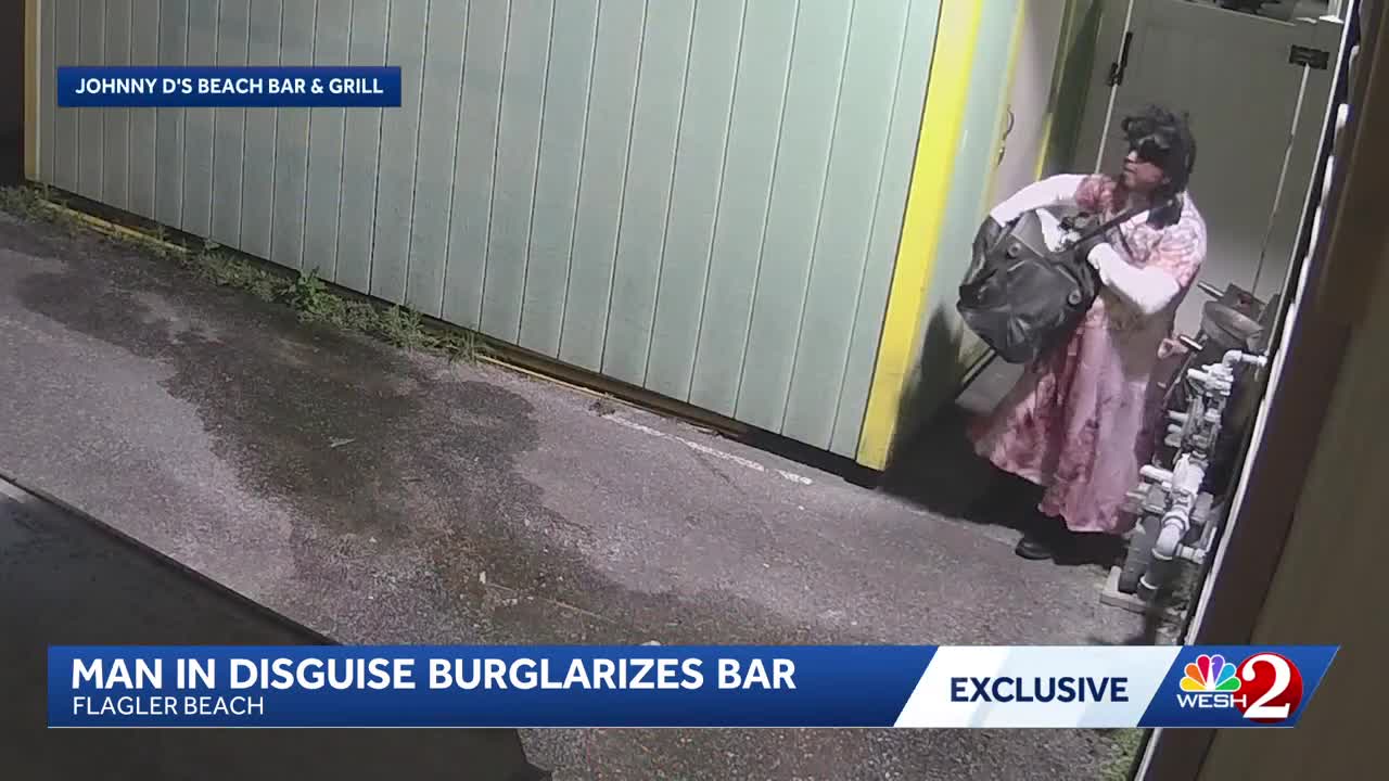 Flagler Beach bar burglarized by man disguised in dress, wig, owner says
