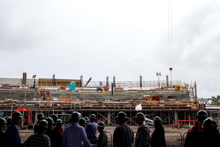 Farmer Music Center going up by Riverbend. See the full construction