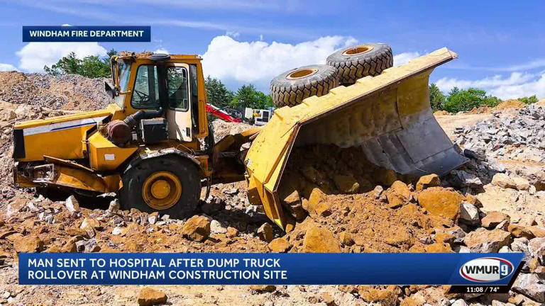 Man sent to hospital after dump truck rollover at Windham construction site