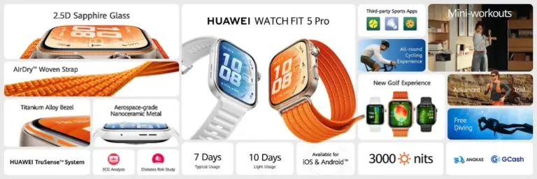 Huawei Watch Fit 5 series now available in PH