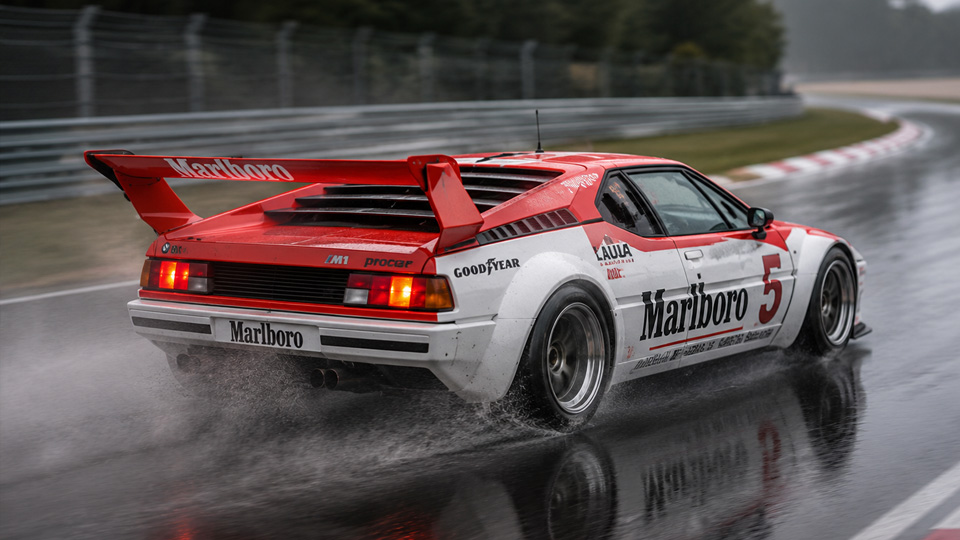 Niki Lauda BMW M1 Procar motorgeluid 9.000 toeren op het circuit
