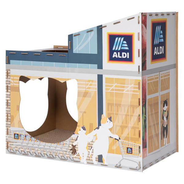 Aldi's $10 cat scratcher looks like a mini grocery store and cats love it