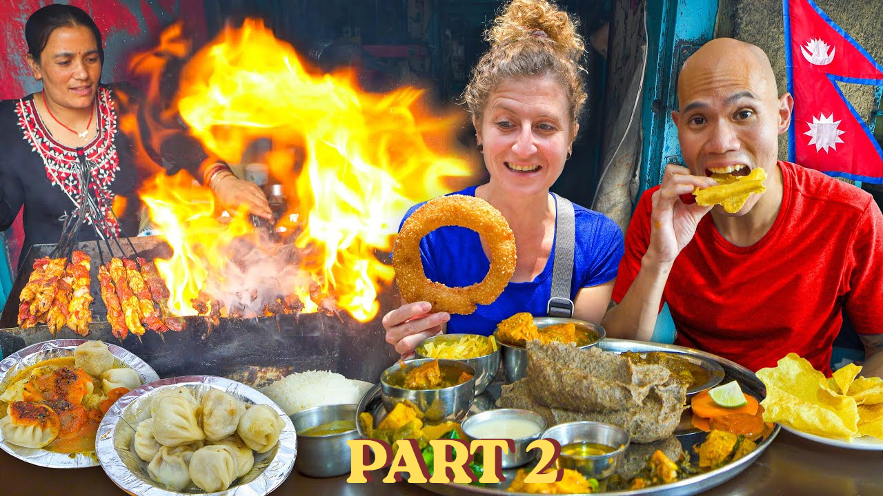 Massive Nepali street food feast in Kathmandu Nepal part 2