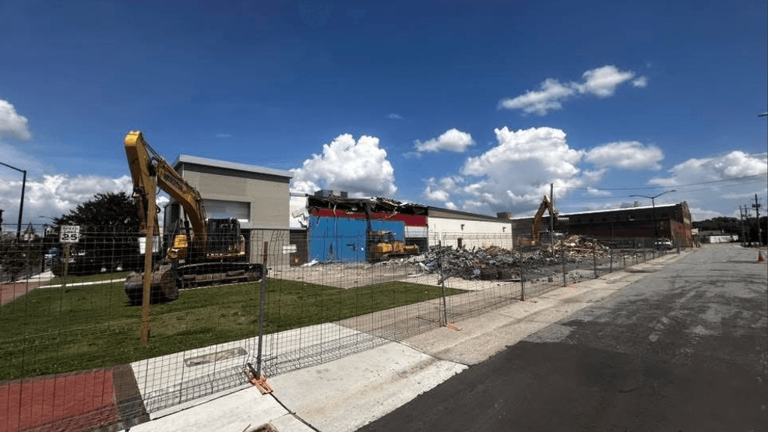 Demolition begins on Dickinson Avenue for Brightleaf Townes housing project