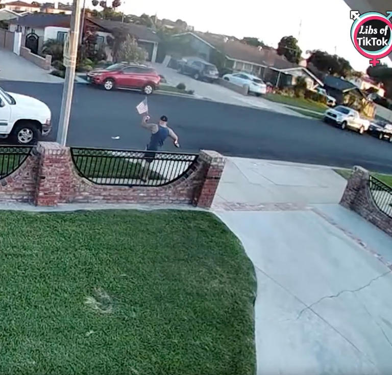 Outrage after man caught kicking American flag on Memorial Day while ...