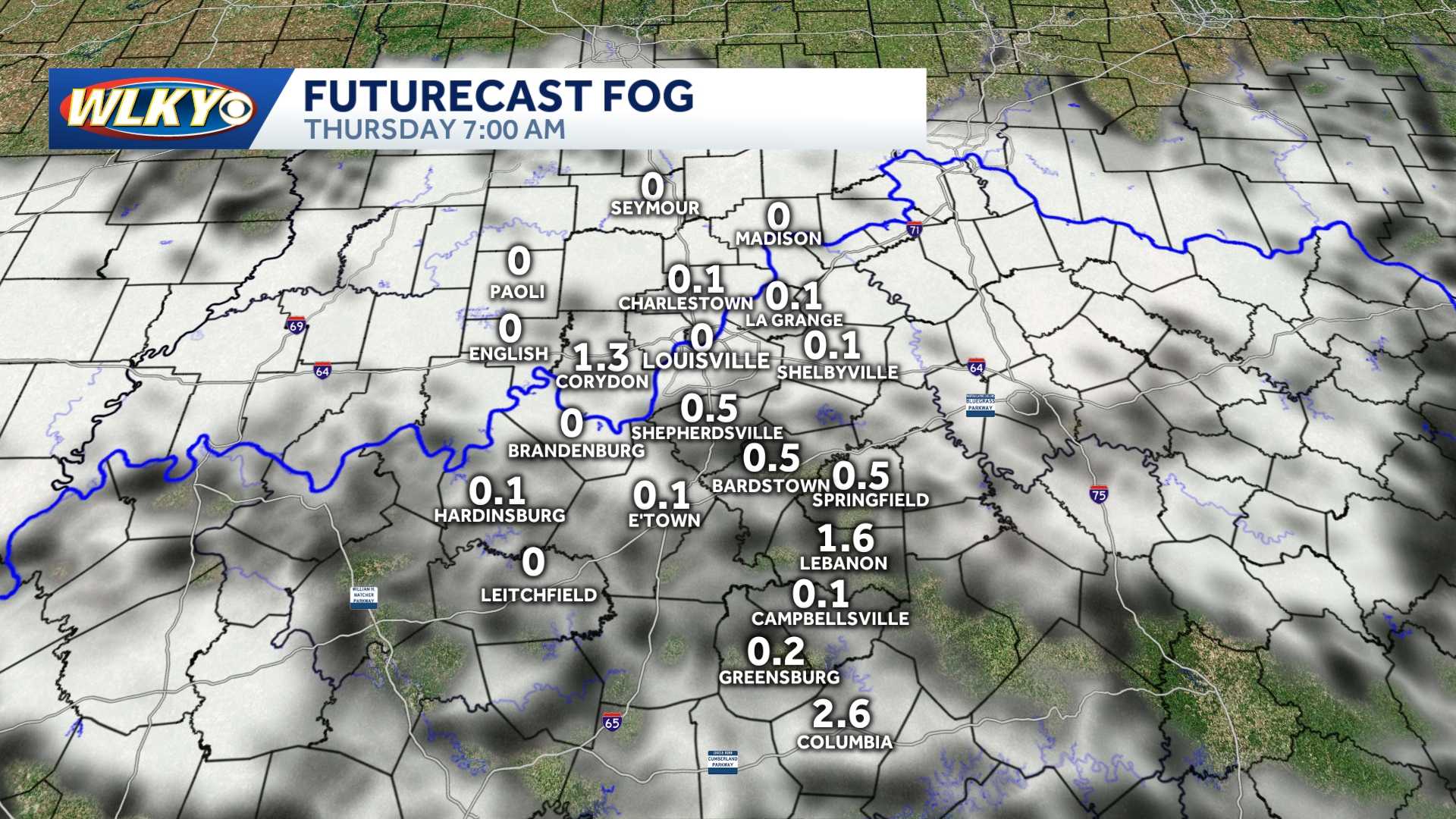 Areas of fog overnight then dry Thursday and Friday