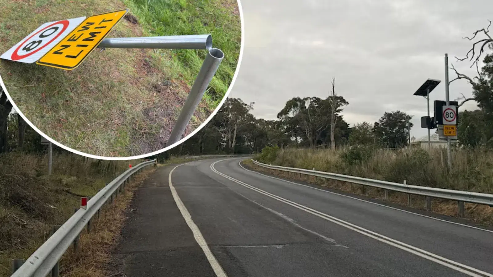 Vigilantes saw off speed signs in protest of lowered limits