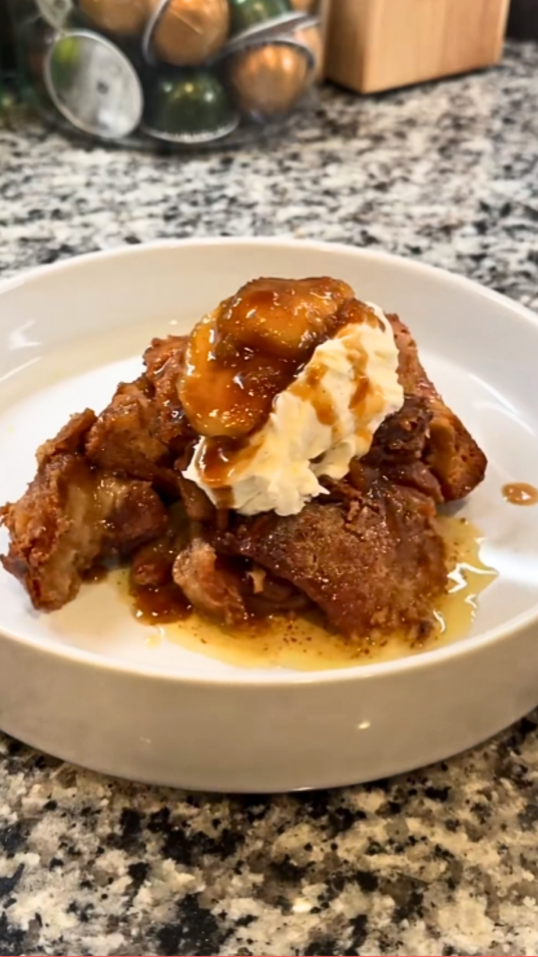 Golden croissant bake with Chantilly cream
