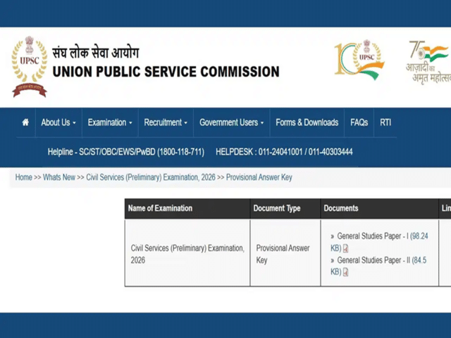 UPSC prelims answer key 2026 released: UPSC issues answer key for ...