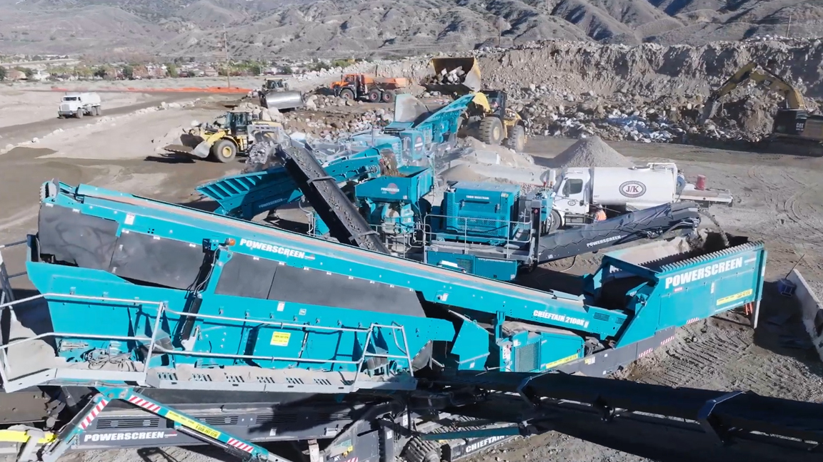 Powerful quarry machines crushing solid rock all day