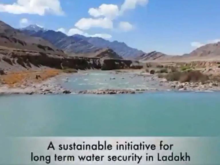 India’s first rock check dam opens in Ladakh: Watch breathtaking blue ...