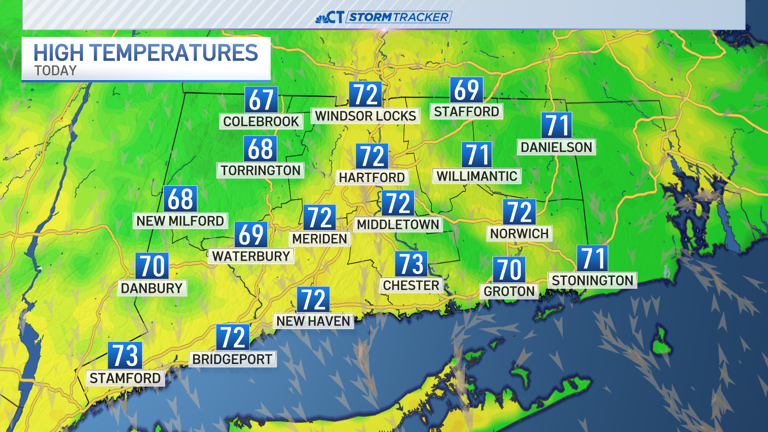 Cooler temps and tracking scattered showers for Thursday