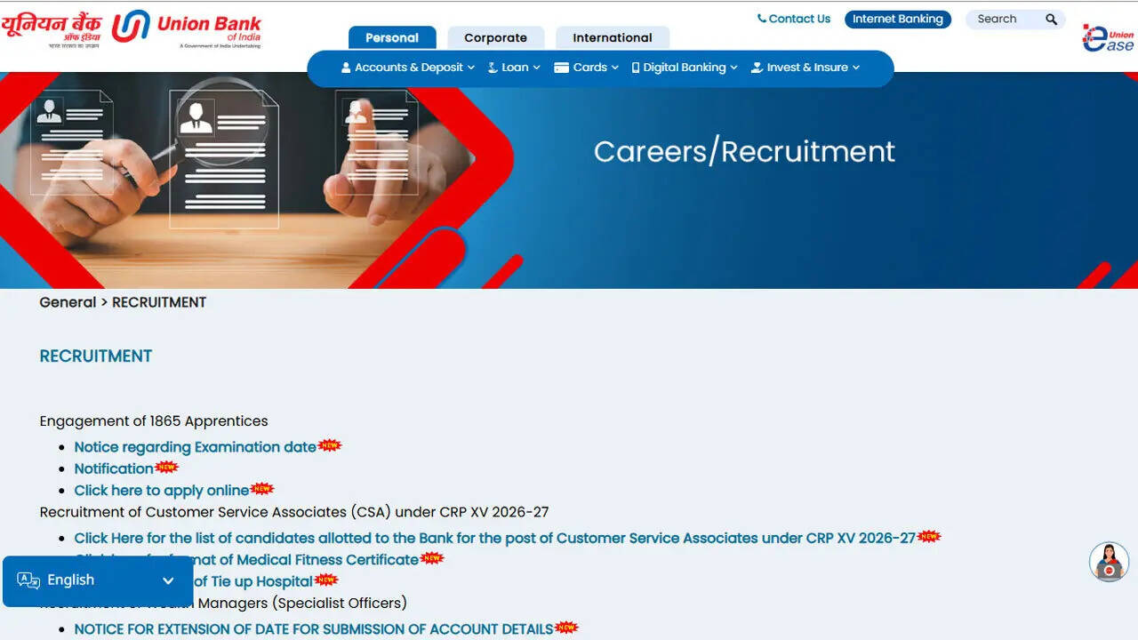 Union Bank apprentice recruitment exam to be held on June 7, 2026 ...