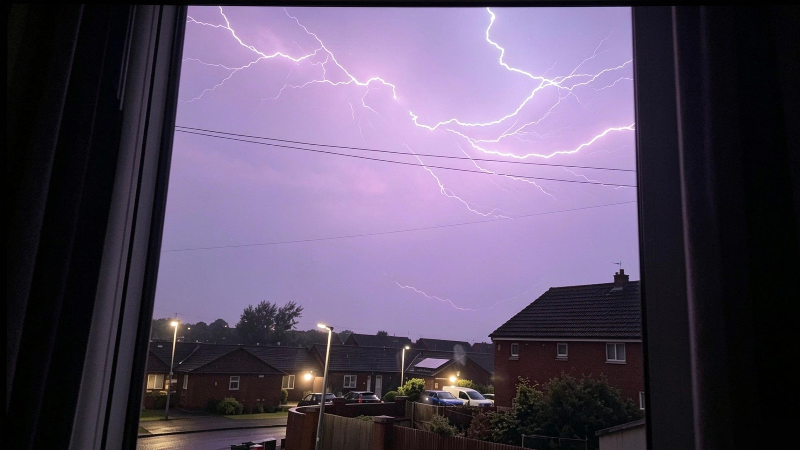 Lightning strikes light up stormy skies after heatwave eases