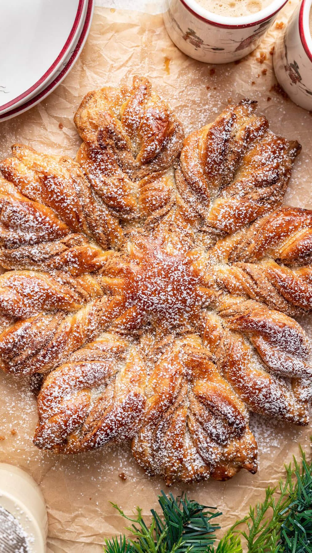 Easy cookie butter puff pastry snowflake dessert