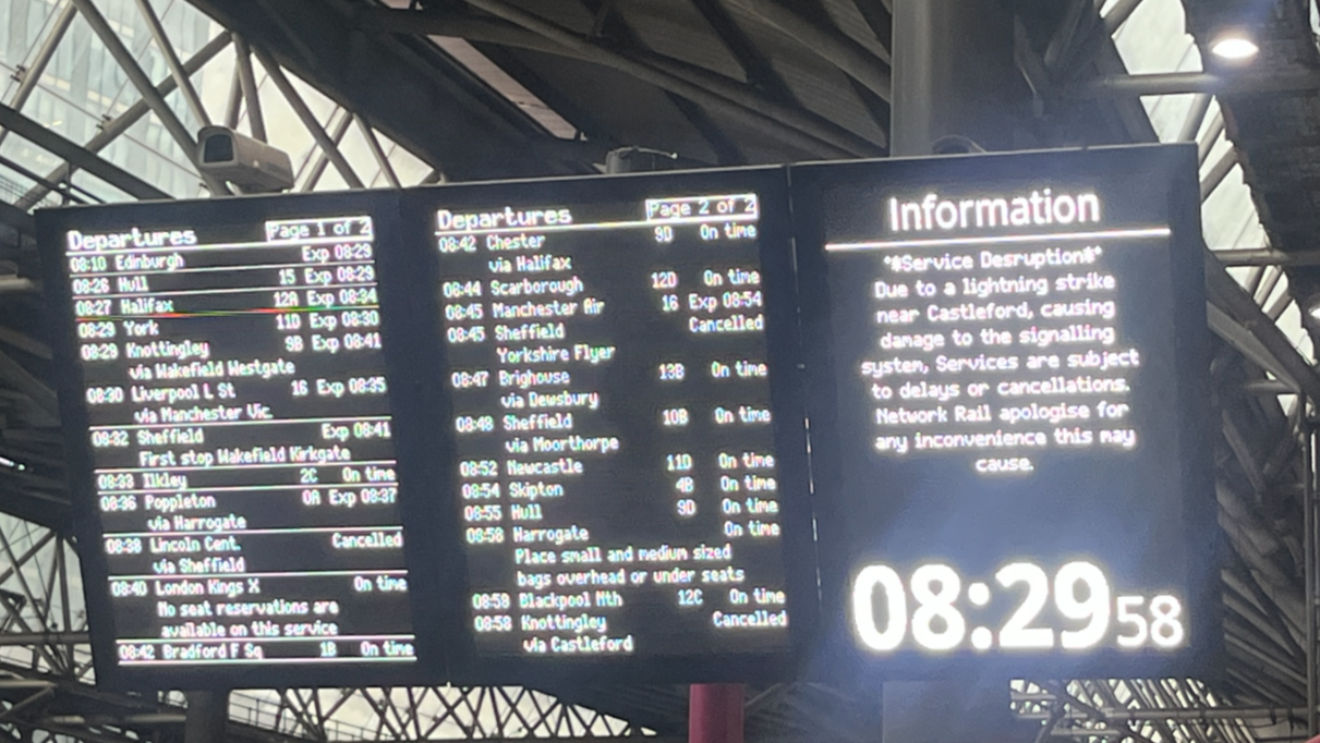 Lightning strike causes rail disruption