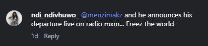 'Freeze the world': Fans react to Sizwe Dhlomo's Kaya FM exit