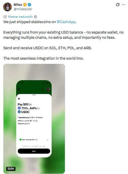 USDC se incorpora a Cash App de Block