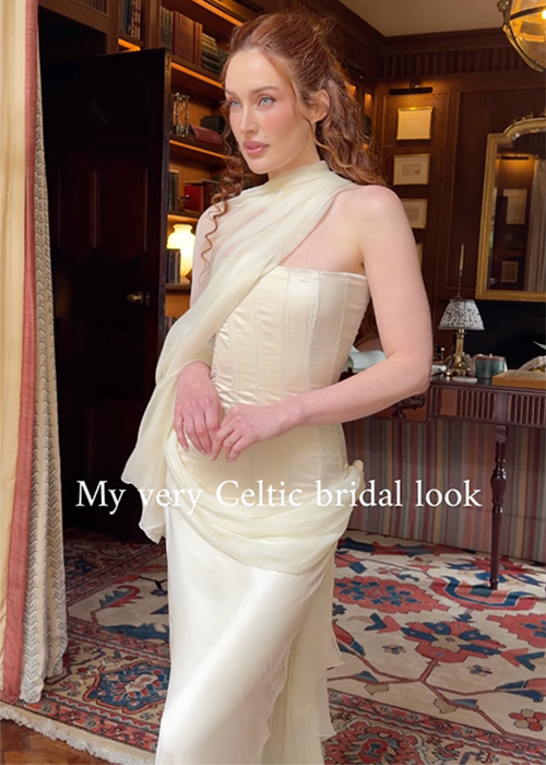 Roz Purcell's last-minute decision made her 'ethereal' Celtic bridal look