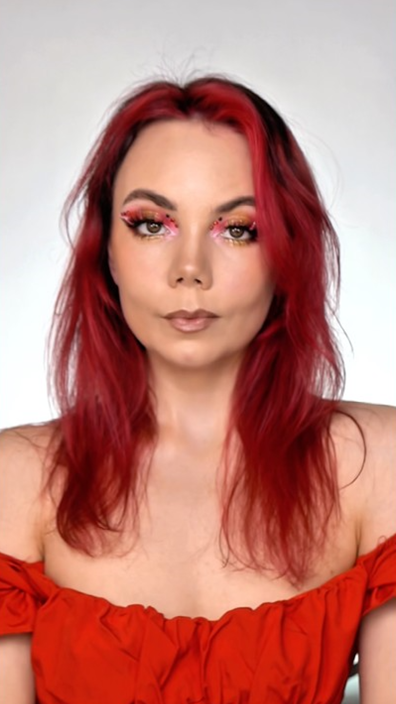 Red gold makeup look to match red hair