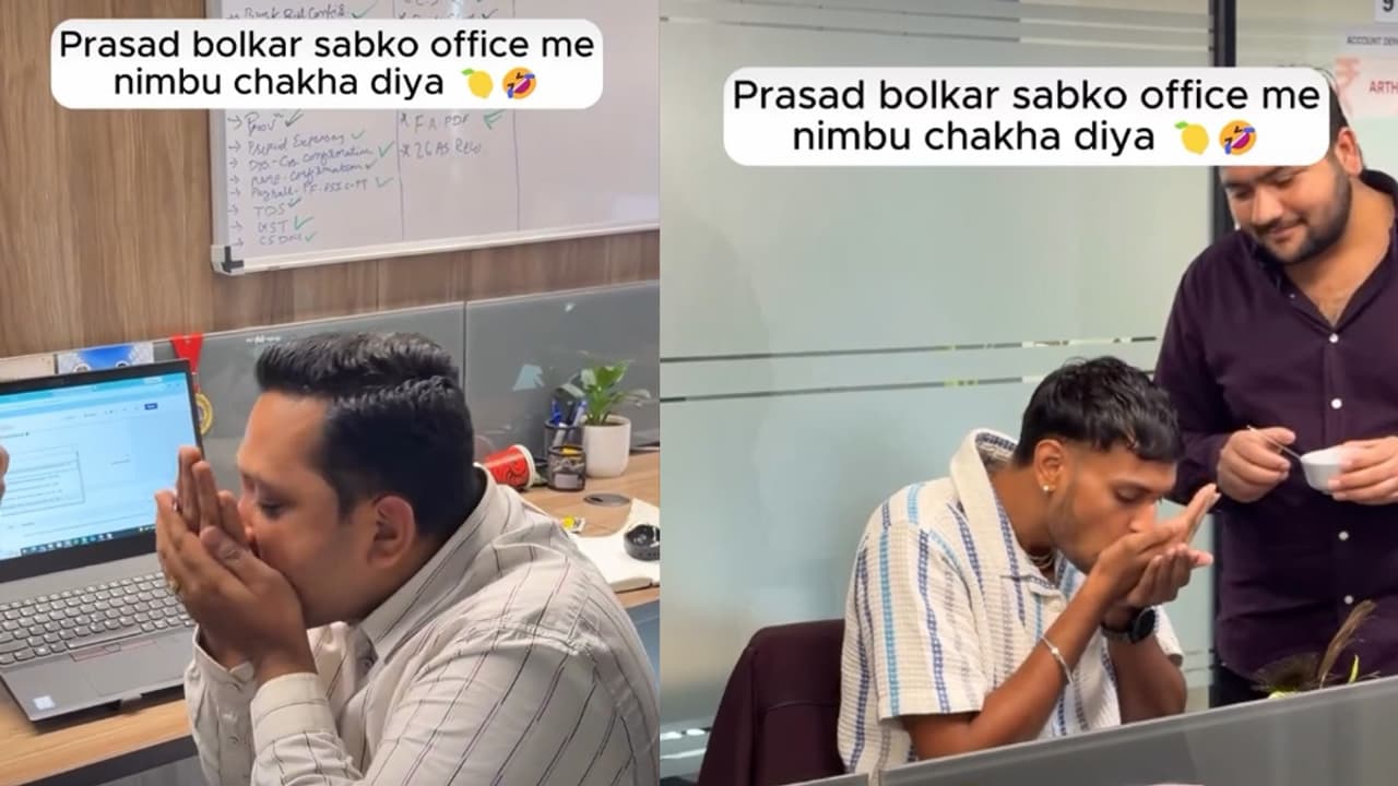 Watch: Office prank goes viral after man serves lemon juice as 'prashad ...
