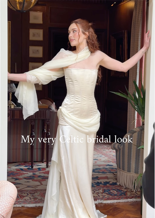 Roz Purcell's last-minute decision made her 'ethereal' Celtic bridal look