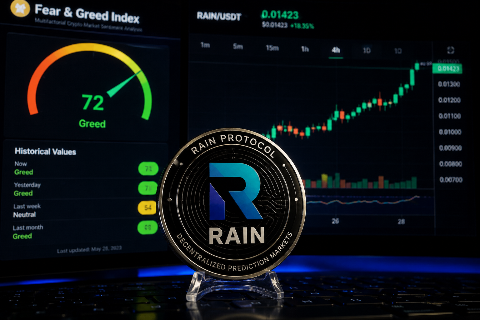 Rain price rally tests exhaustion zone after 90% weekly surge