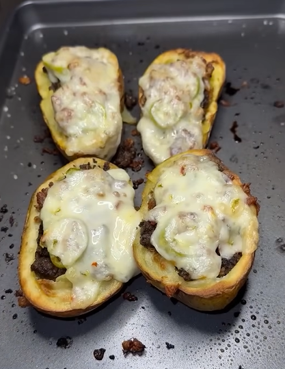 Bacon cheeseburger potato skins 🥓🍔 the perfect appetizer, crispy ...