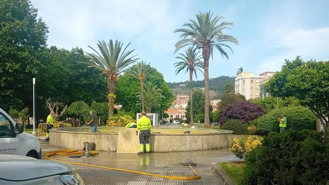 Luces para la fuente de la Alameda Nueva de Cangas