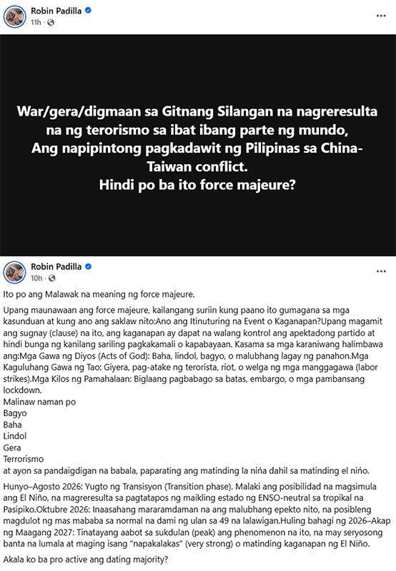 Fact check: Global war, La Niña are not 'force majeure' for Senate sessions