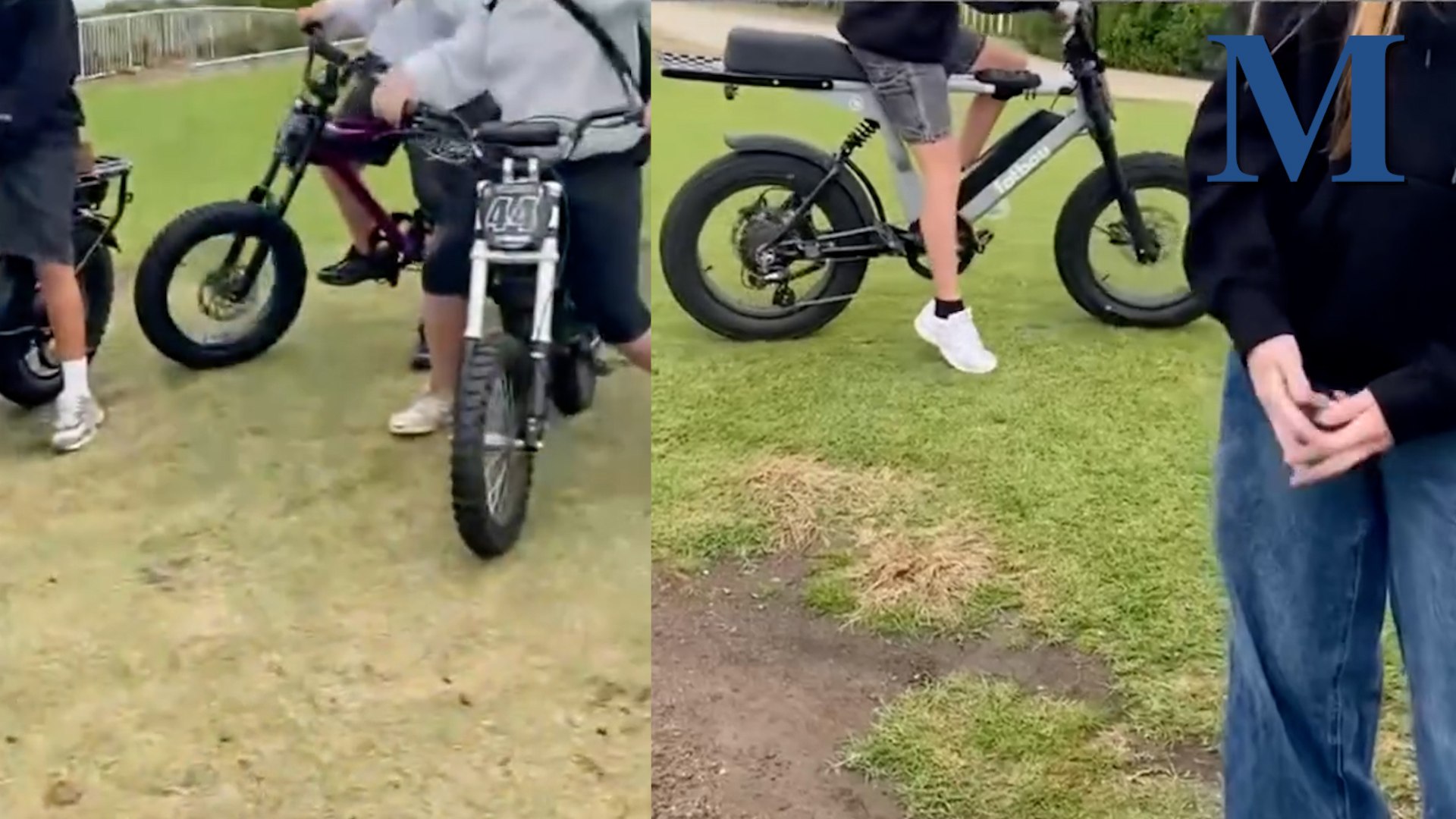 Gang of teens on e-bikes surround and taunt women