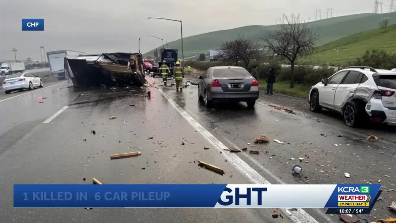 1 killed in 6-vehicle crash on I-5 in Stanislaus County
