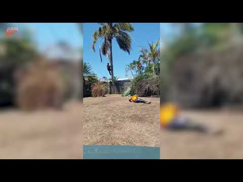 Man Attemps Backflip at Work but Falls Face First Onto Ground