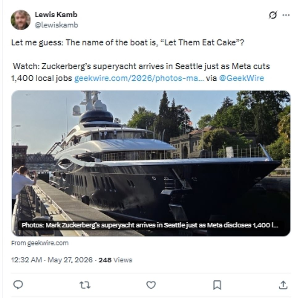 Eyes roll as Mark Zuckerberg docks mega-yacht in Seattle harbor
