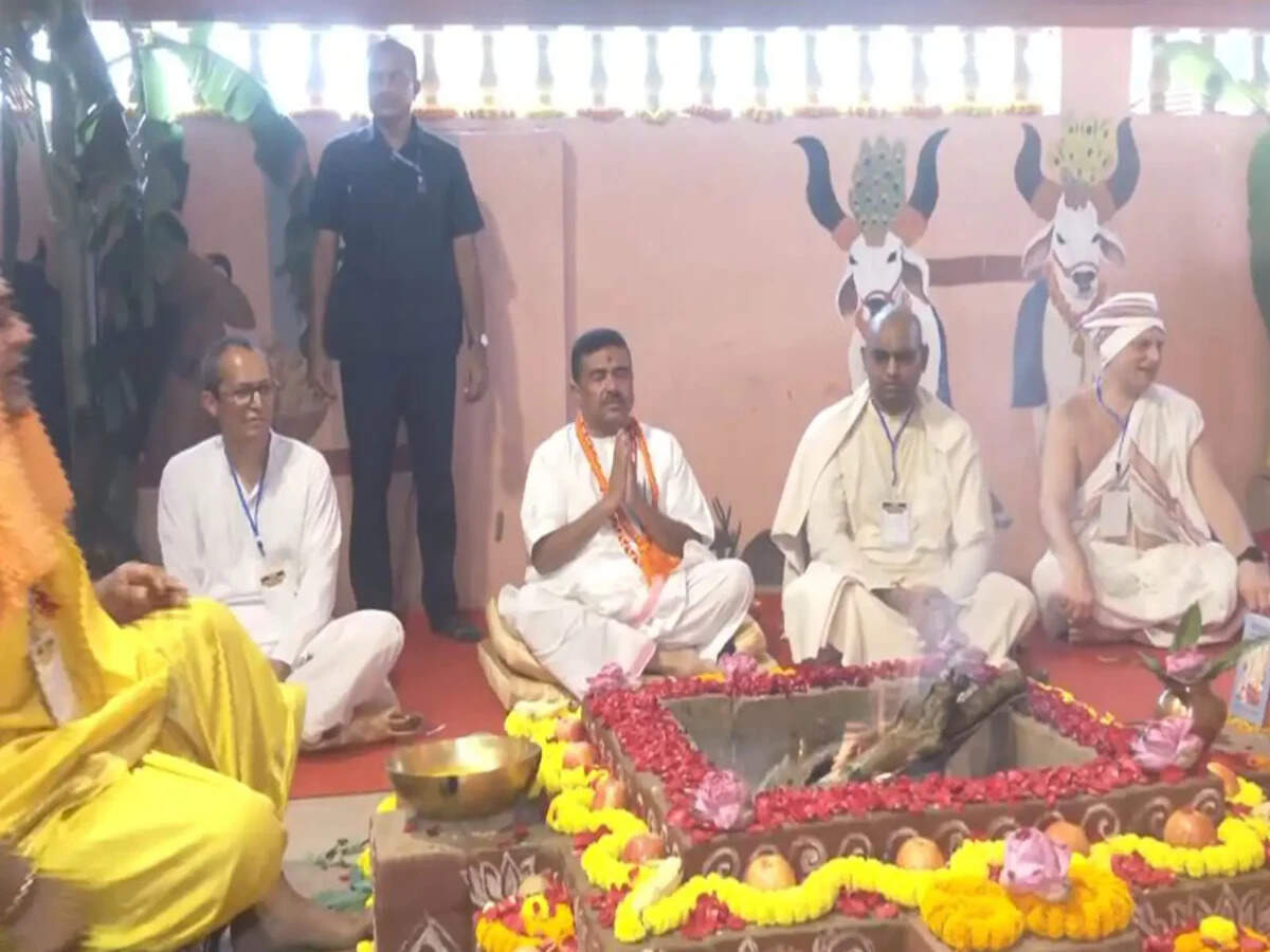 Suvendu Adhikari performs 'gau puja' during first ISKCON visit as Bengal CM