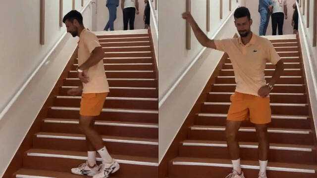 Novak Djokovic celebrates French Open win with iconic moonwalk