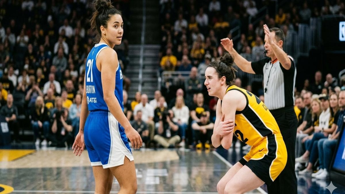 Veronica Burton reacts calmly after Caitlin Clark flagrant foul sparks ...